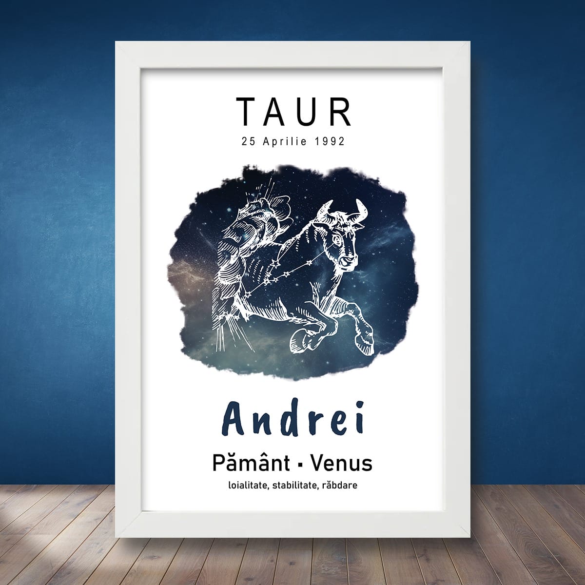 Tablou Personalizat Zodia Taur cu Planetă Guvernatoare, Element