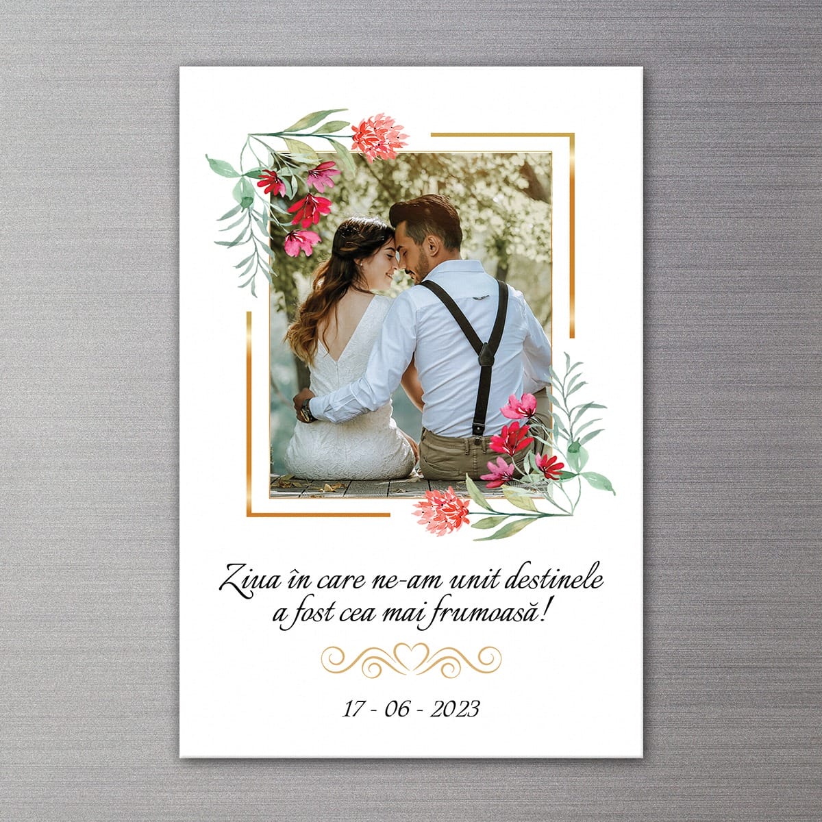 Magnet Personalizat Ziua Nunții cu Poză și Dată